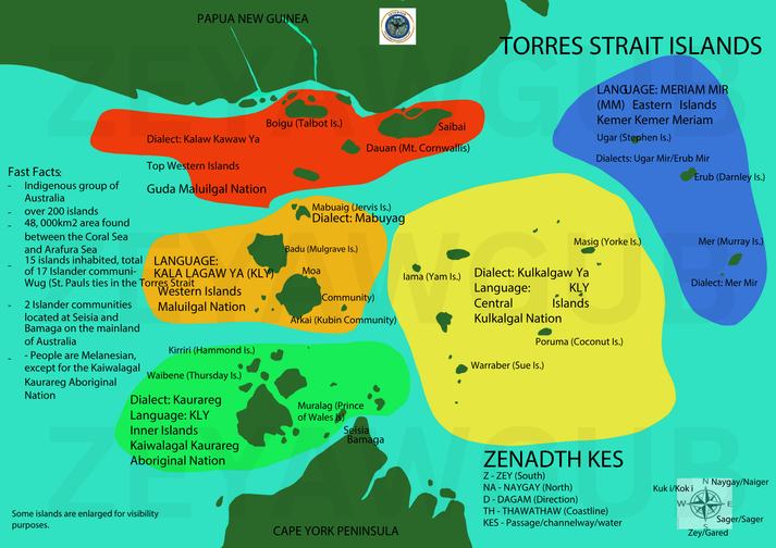 A1 Zenadth Kes (Torres Strait Islands) Map – Zeyawgub